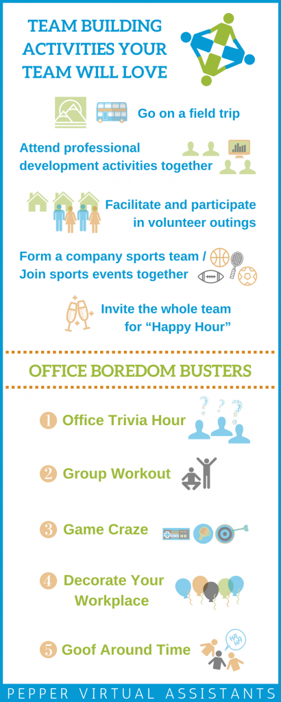 Infographic: Fun Team Building Activities / Office Boredom Busters ...